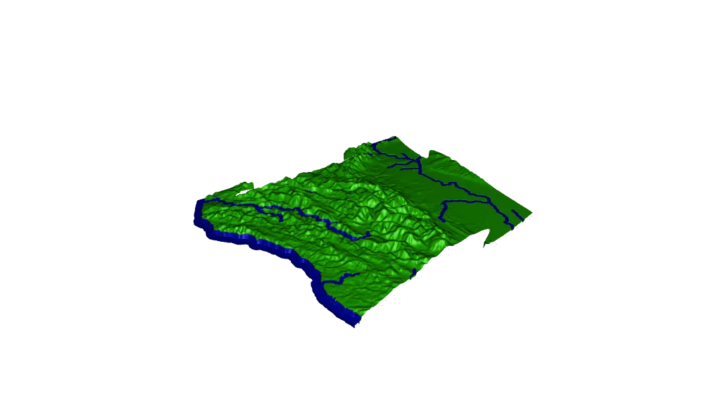 California, USA (CA) Topographic Map with Hydrographic Features by ...