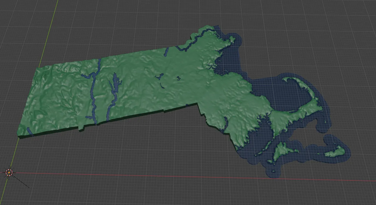 Massachusetts, USA (MA) Topographic Map with Hydrographic Features by ...