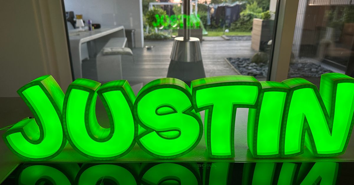 JUSTIN LED- Namenslampe (Name lamp) by T-D3SIGN | Download free STL ...