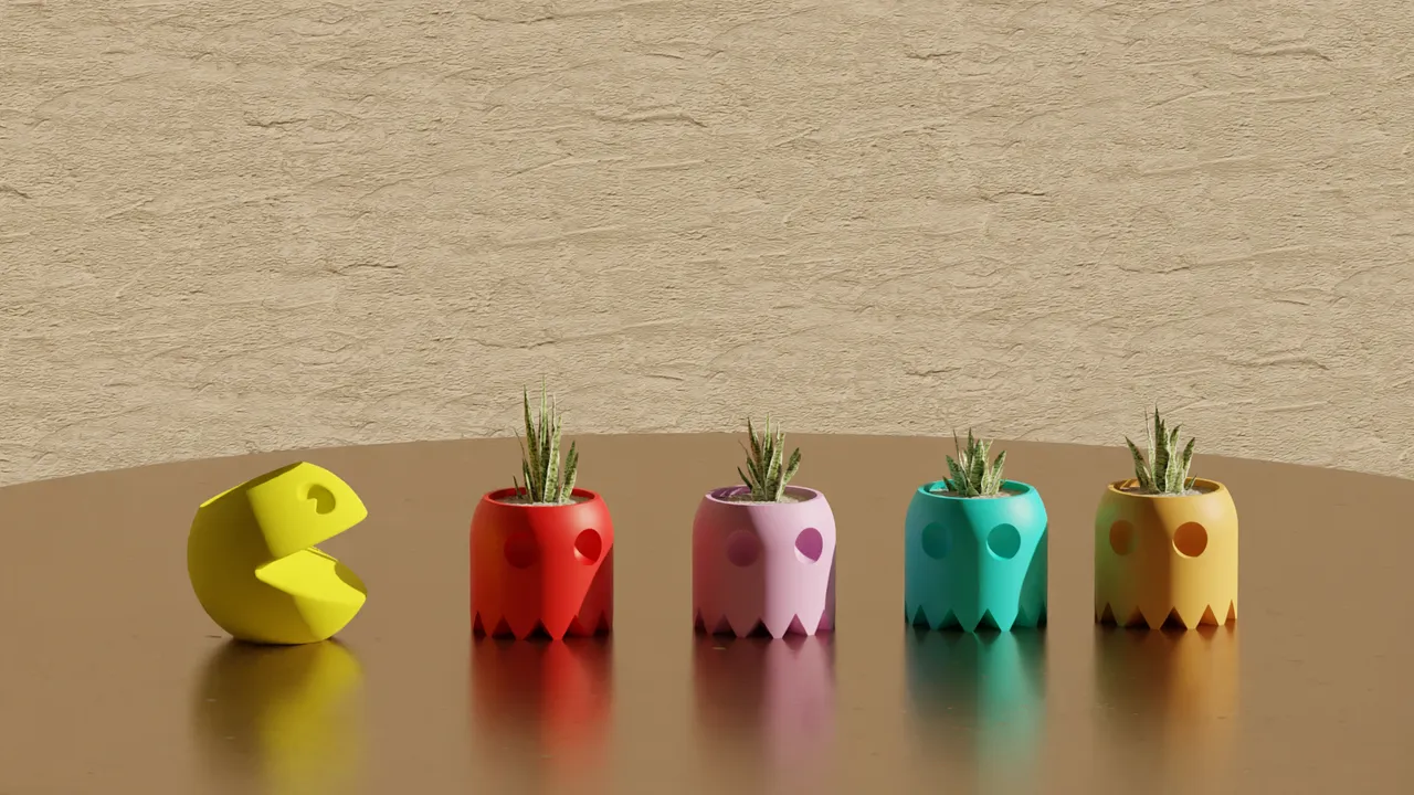 Pacman and Ghosts - Pot Plant by CalebTimoteo | Download free STL model ...