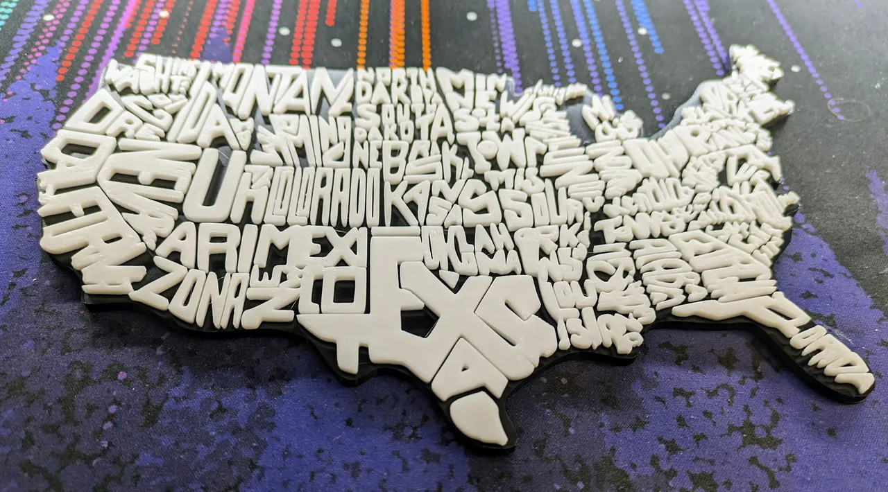 3D Printed USA Geography Wall Art - Easy Filament Change by fatgeek ...