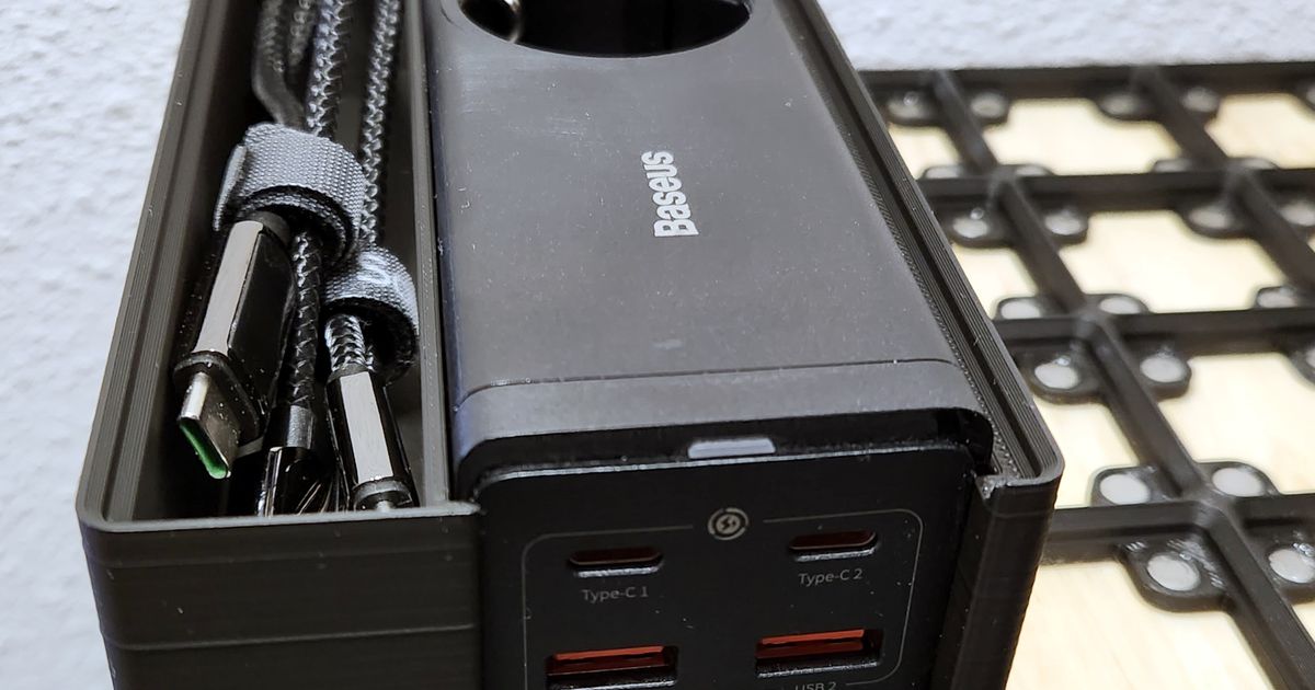 Gridfinity 4x2 Baseus 100W USB-C Charger Holder by mhwlng | Download ...