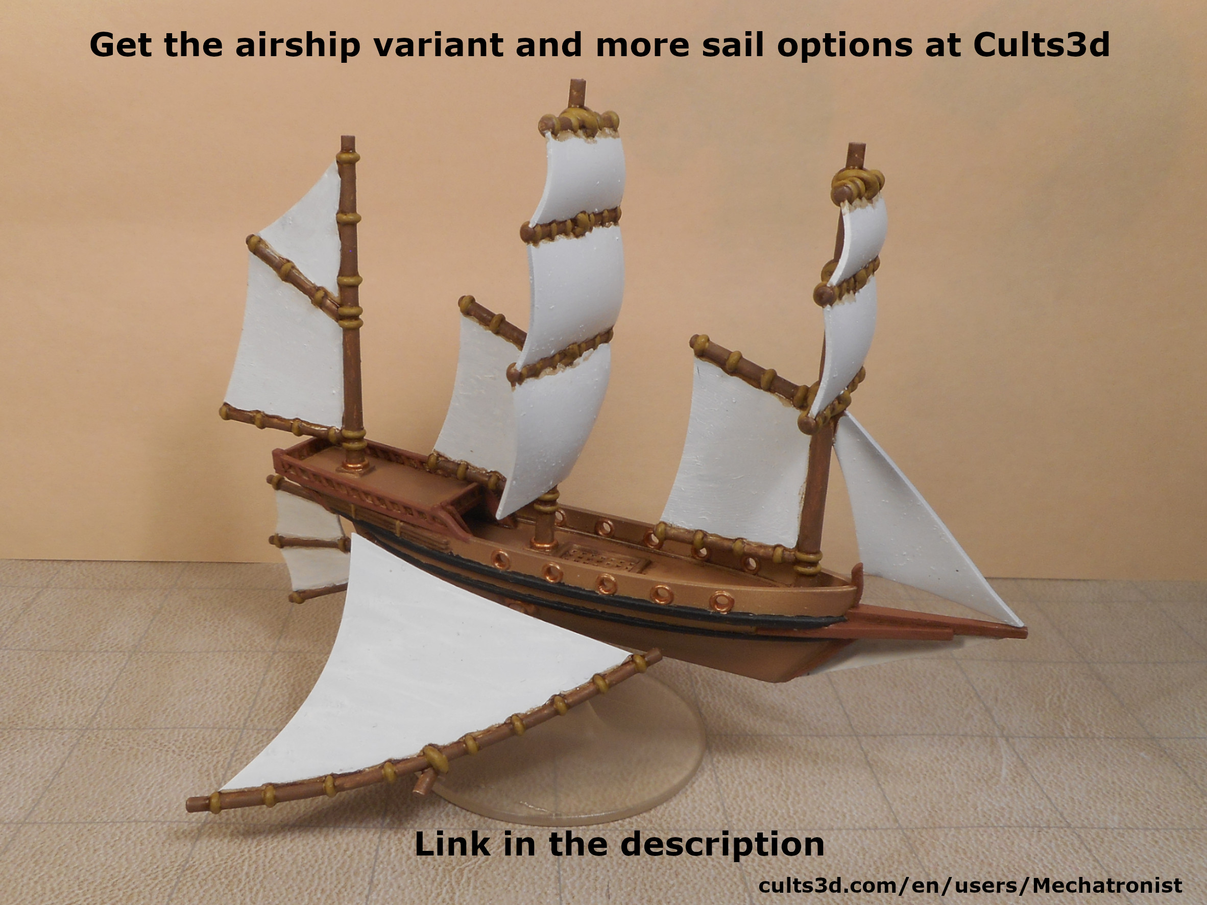 Xebec Sailing Ship Gaming Miniature Compatible with DnD Spelljammer by Mechatronist | Download ...
