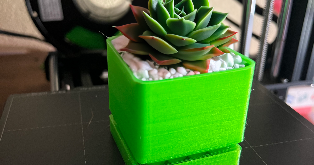 Square Succulent Pot with Drainage and Tray by paururo | Download free STL model | Printables.com
