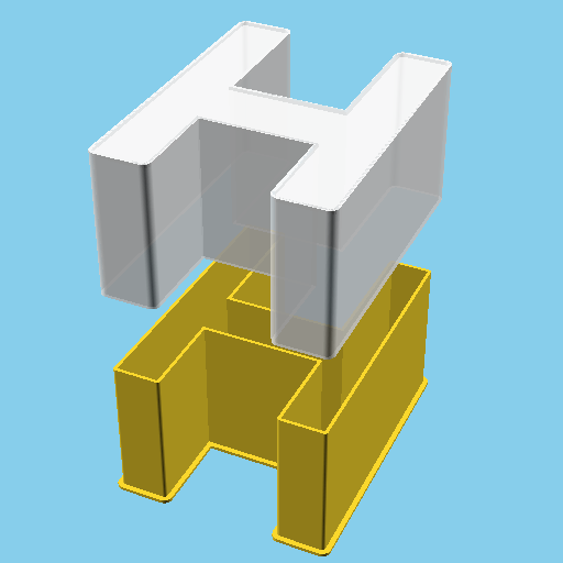 LATIN CAPITAL LETTER H, nestable box (v1) by PPAC | Download free STL ...