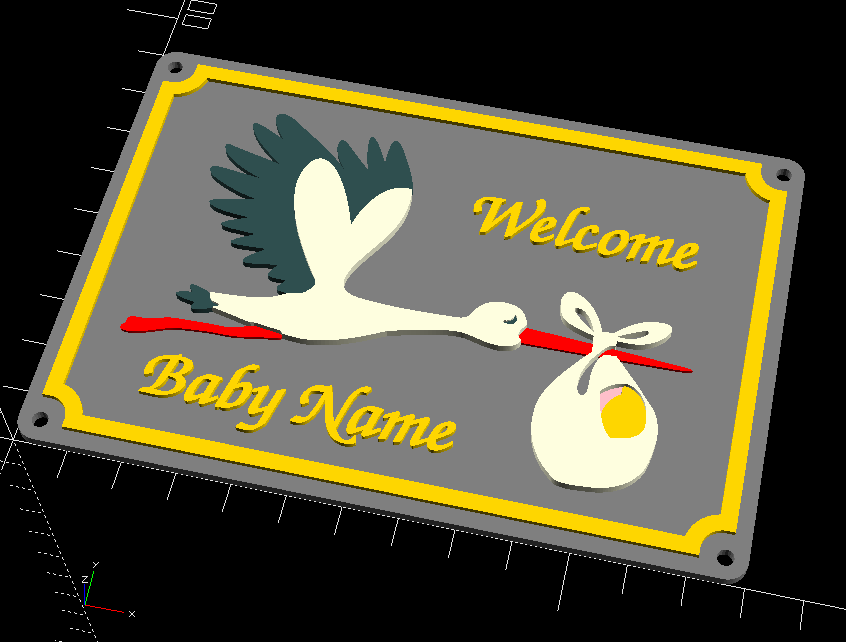 Customizable Welcome Baby Sign (No MMU / Tool Changer required) by ...