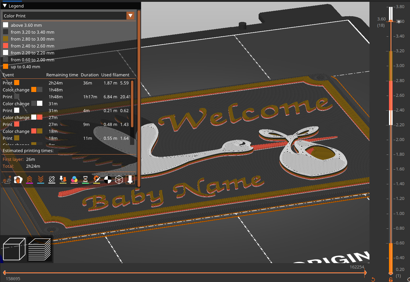 Customizable Welcome Baby Sign (No MMU / Tool Changer required) by ...