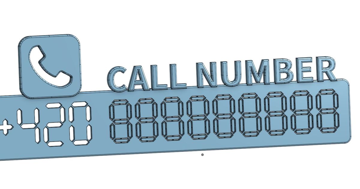Car breakout numbers phone number sign by David Šec | Download free STL ...