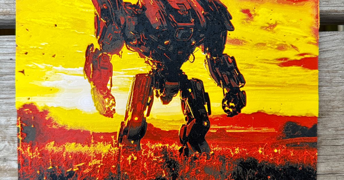 Sunset Mech Hueforge Filament painting by Jeremy Makes | Download free ...