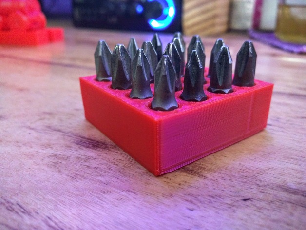 Customized Bit Holder for 1/4" hex drive bits - holds 16 bits by Tony ...