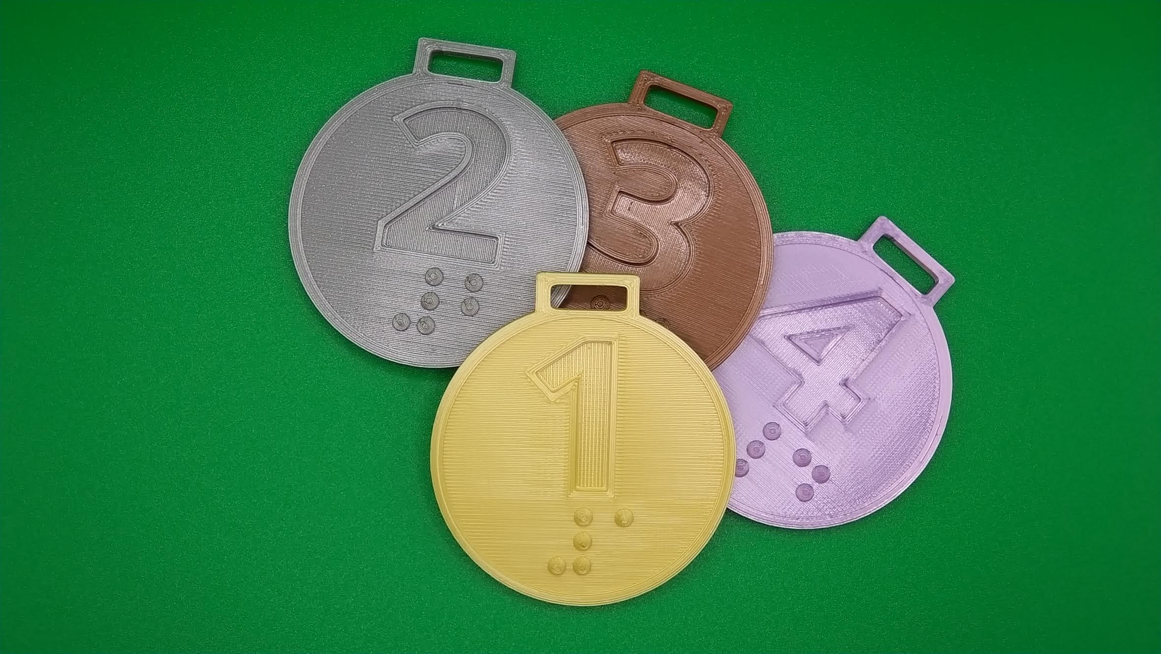Medal with Braille Number by 3D PRINT | Download free STL model ...