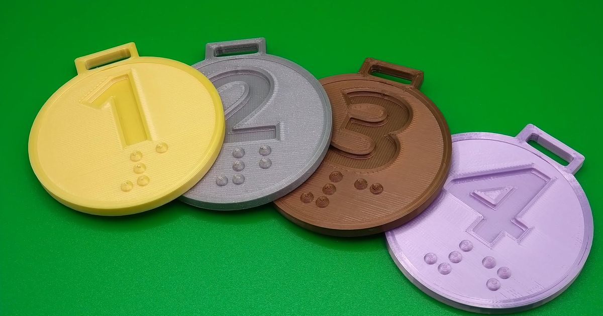 Medal with Braille Number by 3D PRINT | Download free STL model ...