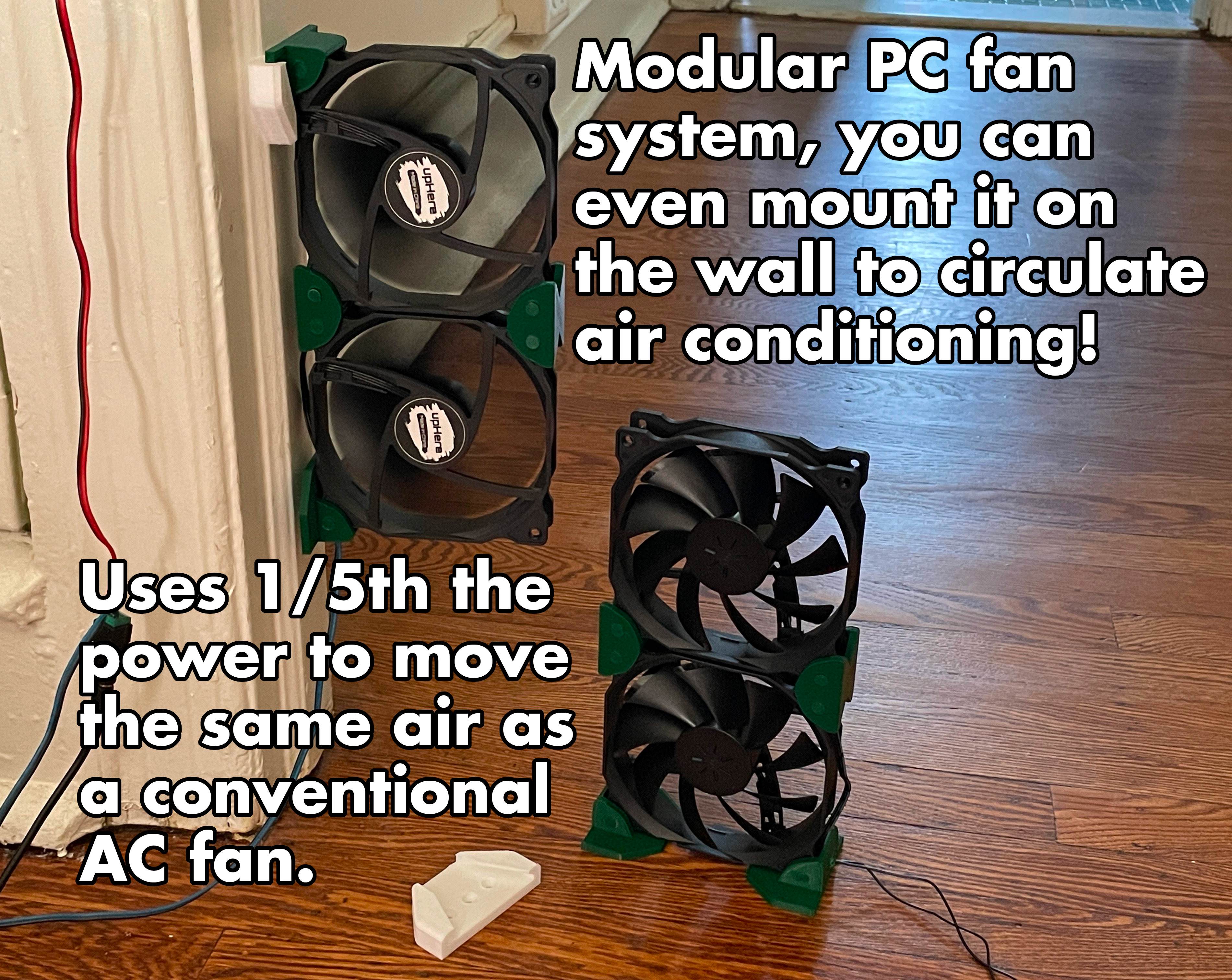 Modular 120mm PC fan system wall & desk mount. Great for circulating ...