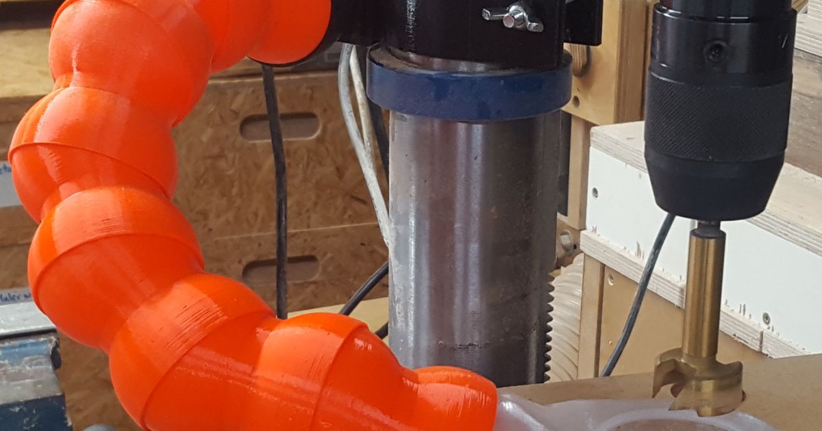 Flexible segmented vacuum hose for drill press with parametric FreeCAD ...