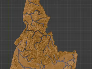 Washington, USA (WA) Topographic Map with Hydrographic Features by ...