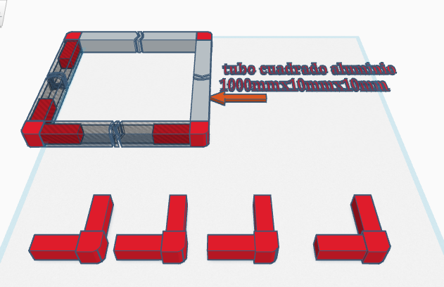 lampara tira led, unión L stl, tubo aluminio 1000mmx10mmx10mm by ...