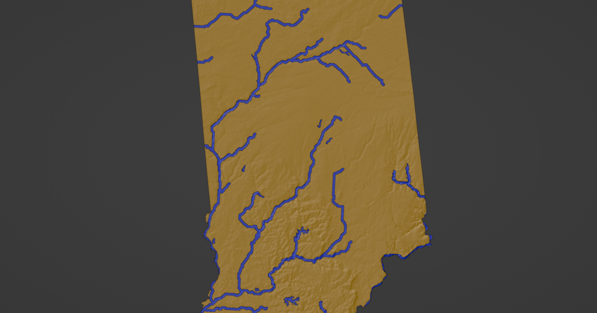 Indiana, USA (IN) Topographic Map with Rivers by ansonl | Download free ...