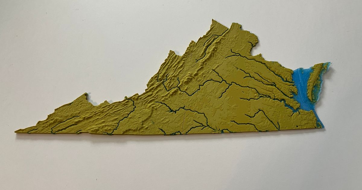 Virginia Topographic Map Fairfax County, Arlington County, Cities Of