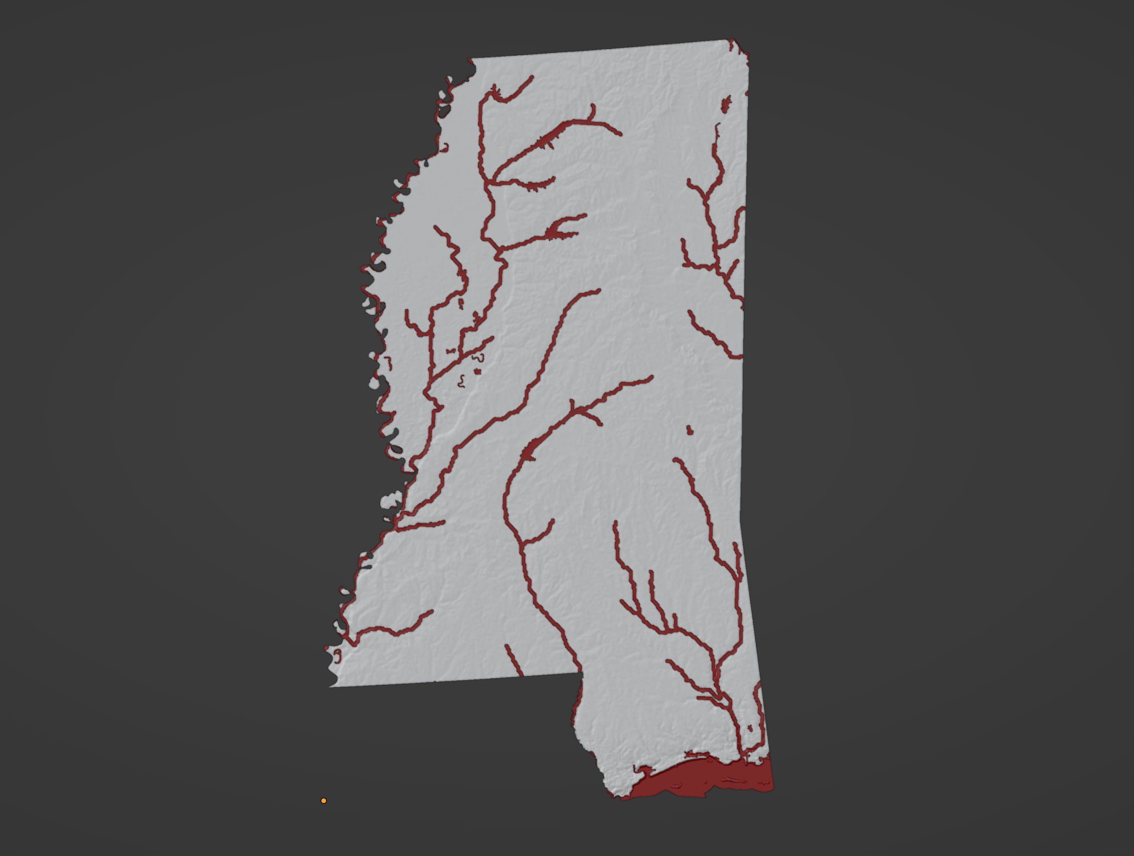 Mississippi, USA (MS) Topographic Map with Rivers by ansonl | Download ...