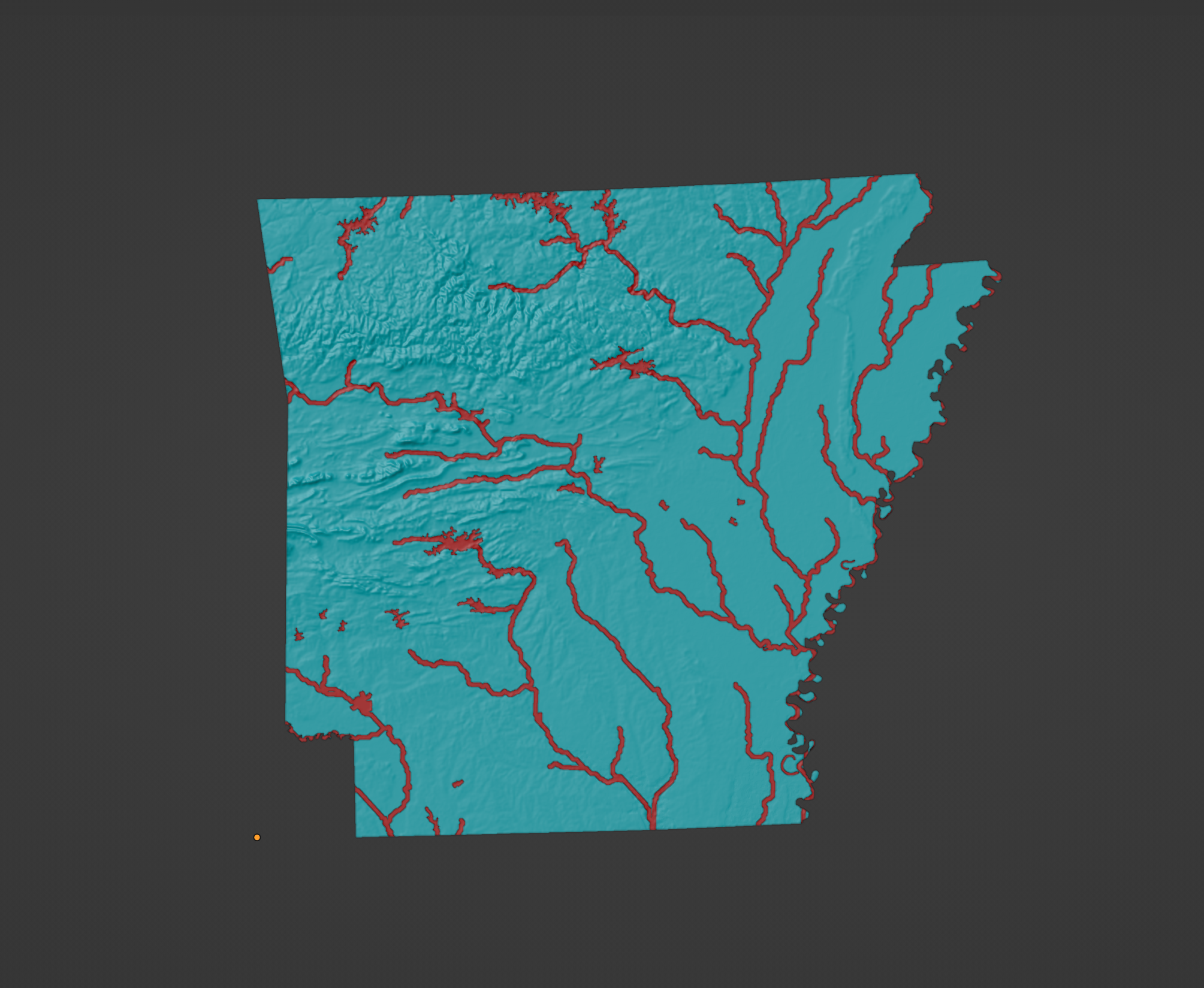 Arkansas, USA (AR) Topographic Map with Rivers by ansonl | Download ...