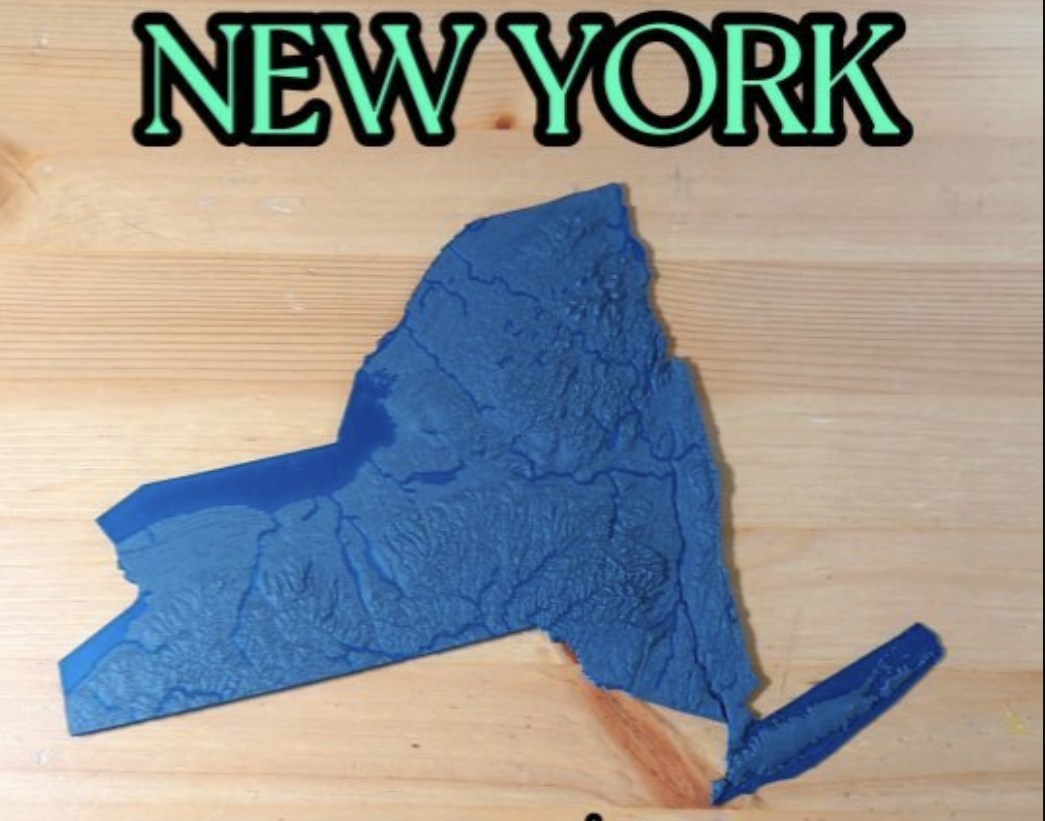 New York, USA (NY) Topographic Map with Rivers by ansonl | Download ...