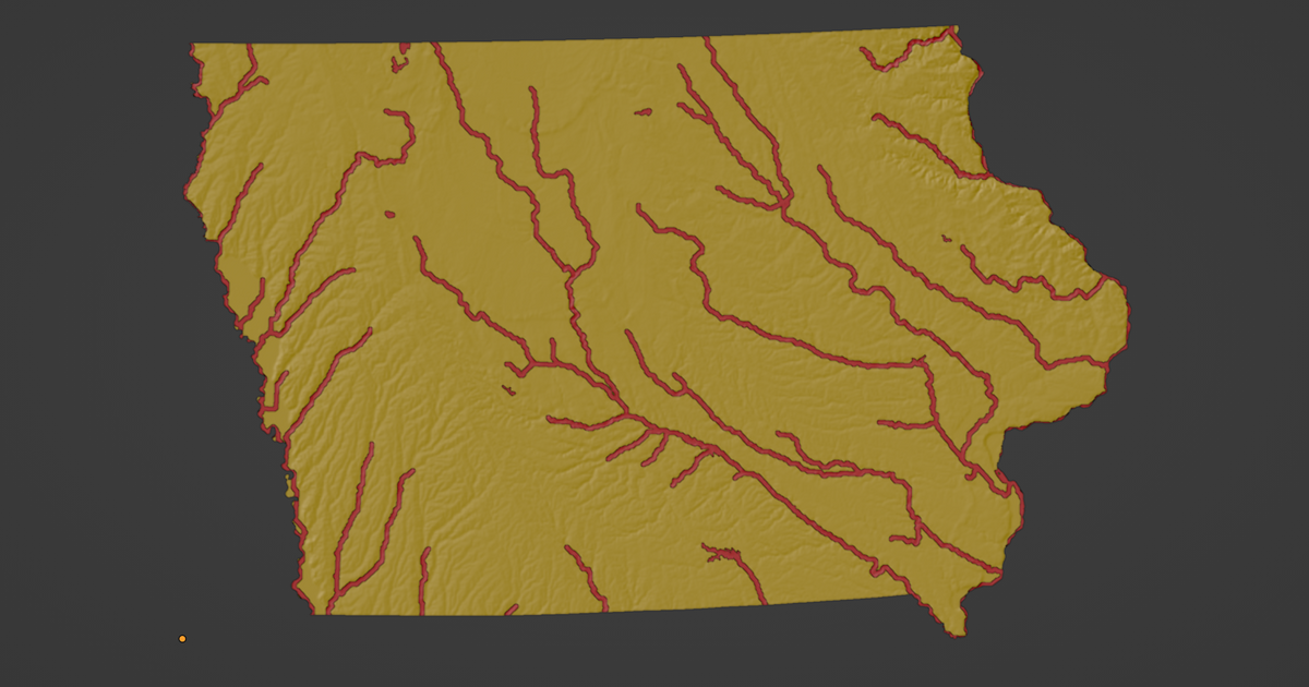 Iowa, USA (IA) Topographic Map with Rivers by ansonl | Download free ...