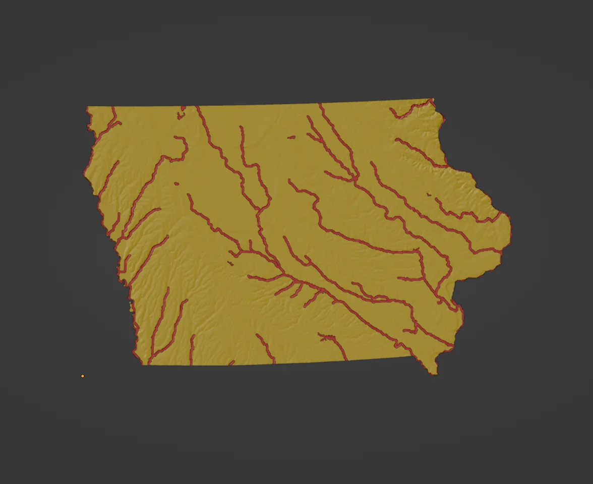 Iowa, USA (IA) Topographic Map with Rivers by ansonl | Download free ...