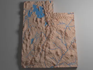 Utah, USA (UT) Topographic Map with Rivers by ansonl | Download free ...