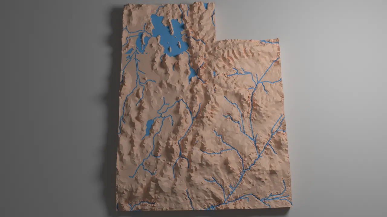 Utah, USA (UT) Topographic Map with Rivers by ansonl | Download free ...