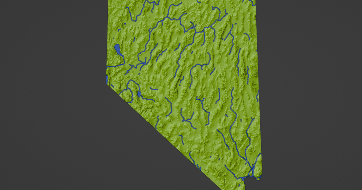 Nevada, USA (NV) Topographic Map with Rivers by ansonl | Download free ...