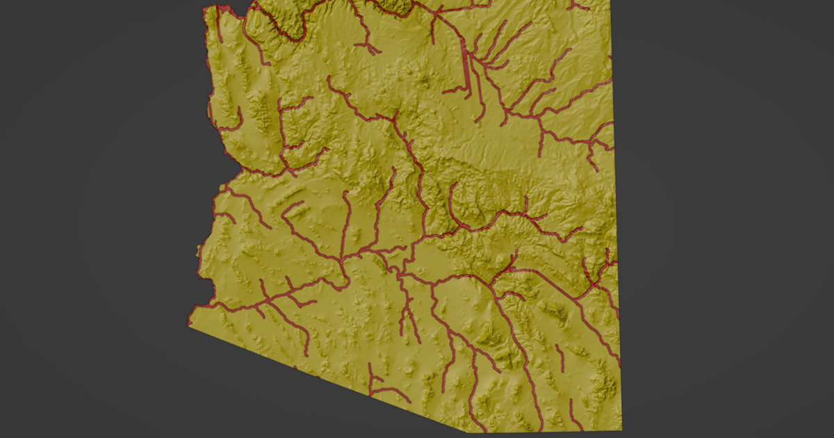 Arizona, USA (AZ) Topographic Map with Rivers by ansonl | Download free ...