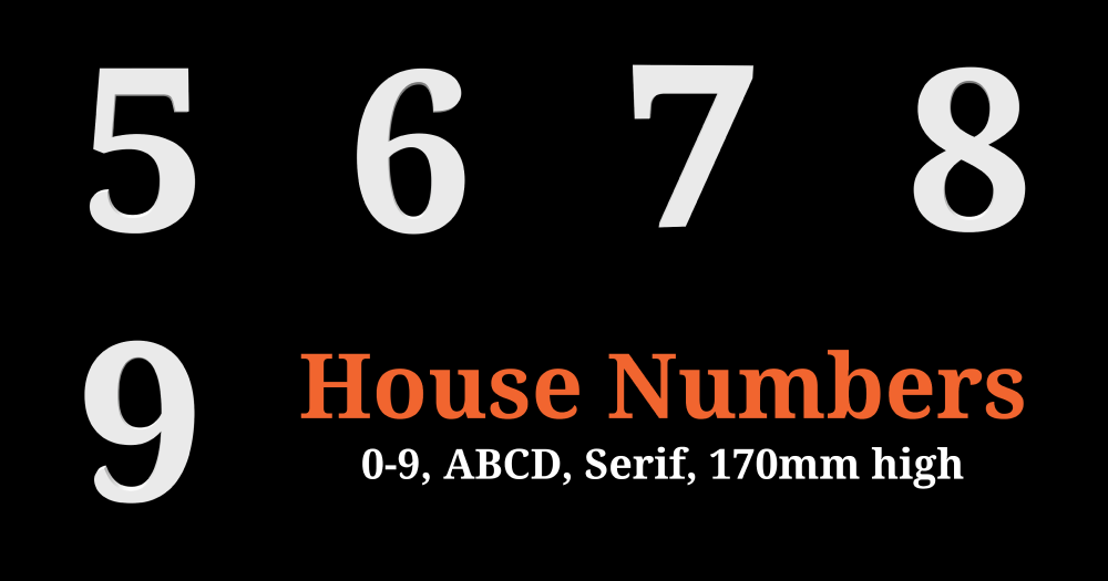 House Numbers Collection / 0-9 / ABCD / 170mm height / Serif by Weshape ...