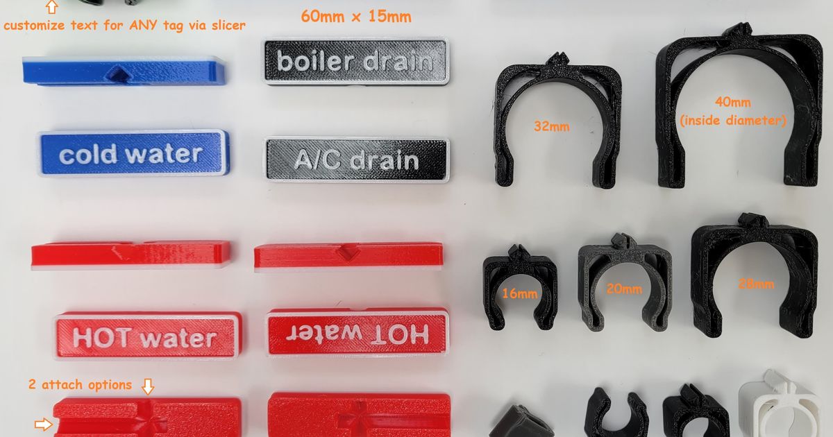 Customizable Pipe Labels by Phil Caruso | Download free STL model ...