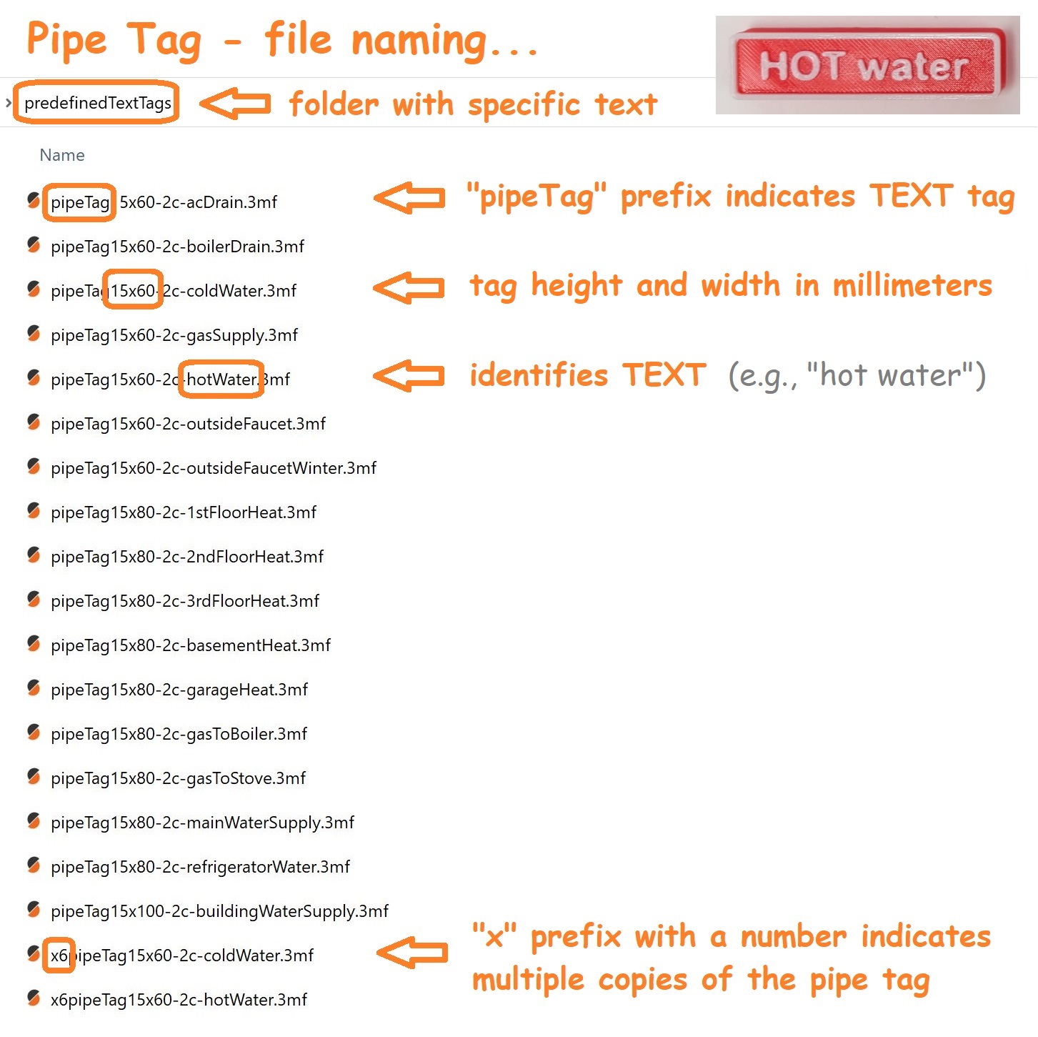 Customizable Pipe Labels por Phil Caruso | Descargar modelo STL gratuito | Printables.com