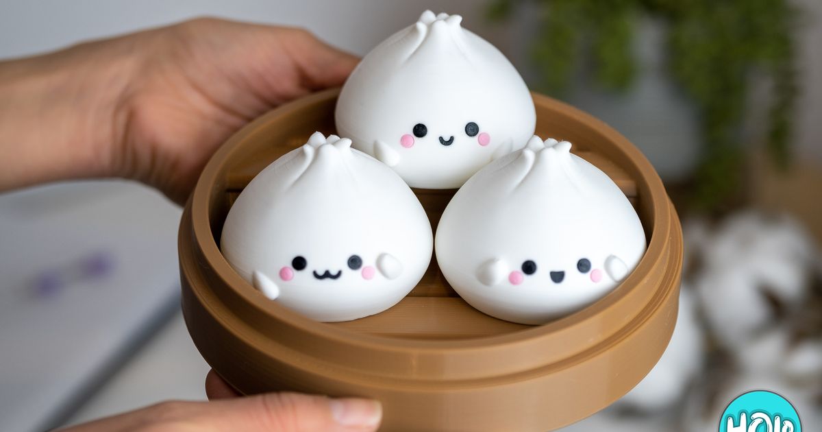 Kawaii Dim Sums in a Cute Basket by Holoprops | Printables Store