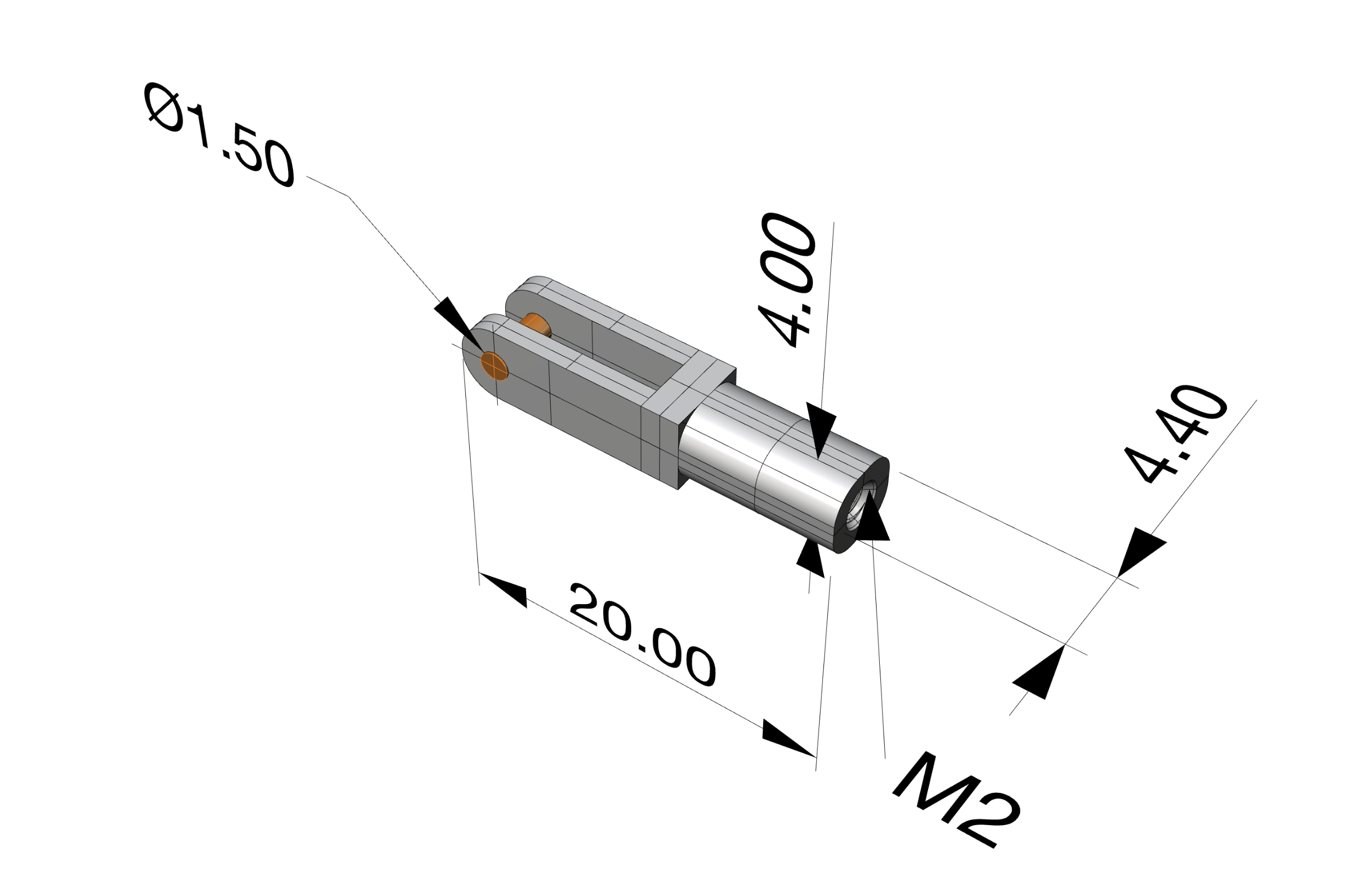 Gabelkopf (clevis) für 20 mm mit "M2-Gewinde" by MB | Download free STL ...