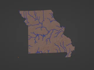 Washington, USA (WA) Topographic Map with Hydrographic Features by ...