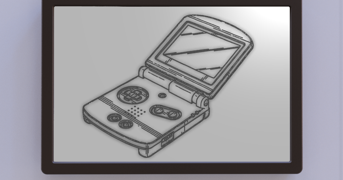 Game Boy Advance SP Patent Art by Ken Mills | Download free STL model ...