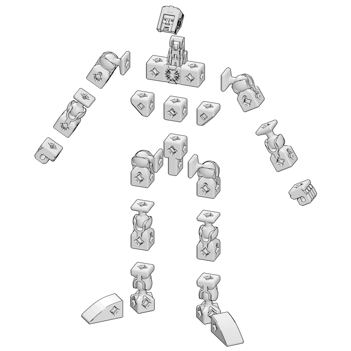 PrintABlok:Battlemecha Frame with basic pilot articulated kitbash model ...