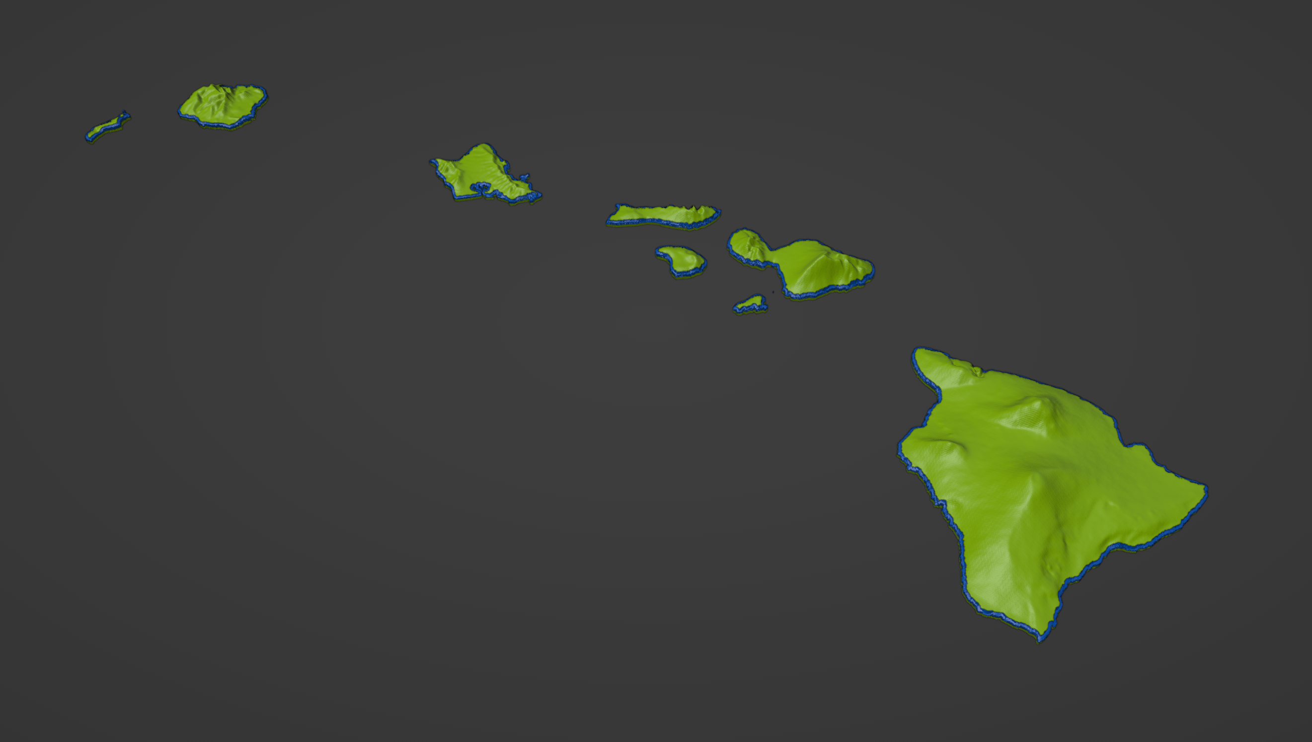 Hawaii, USA (HI) Southeastern Islands Topo Map with Highlighted ...