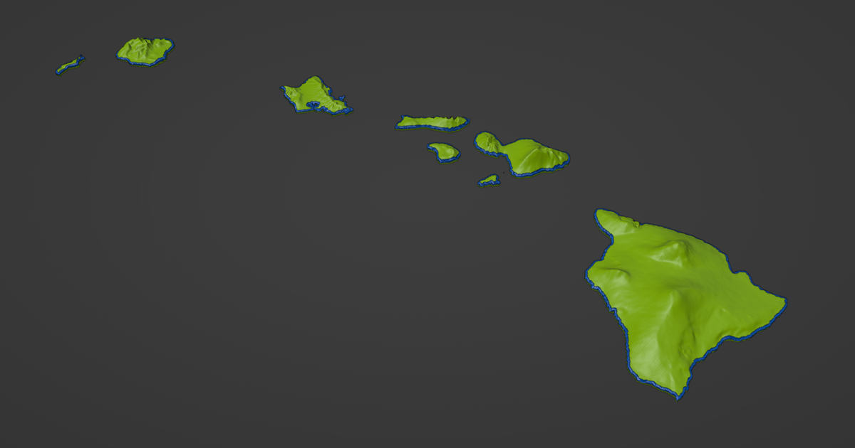 Hawaii, USA (HI) Southeastern Islands Topo Map with Highlighted ...
