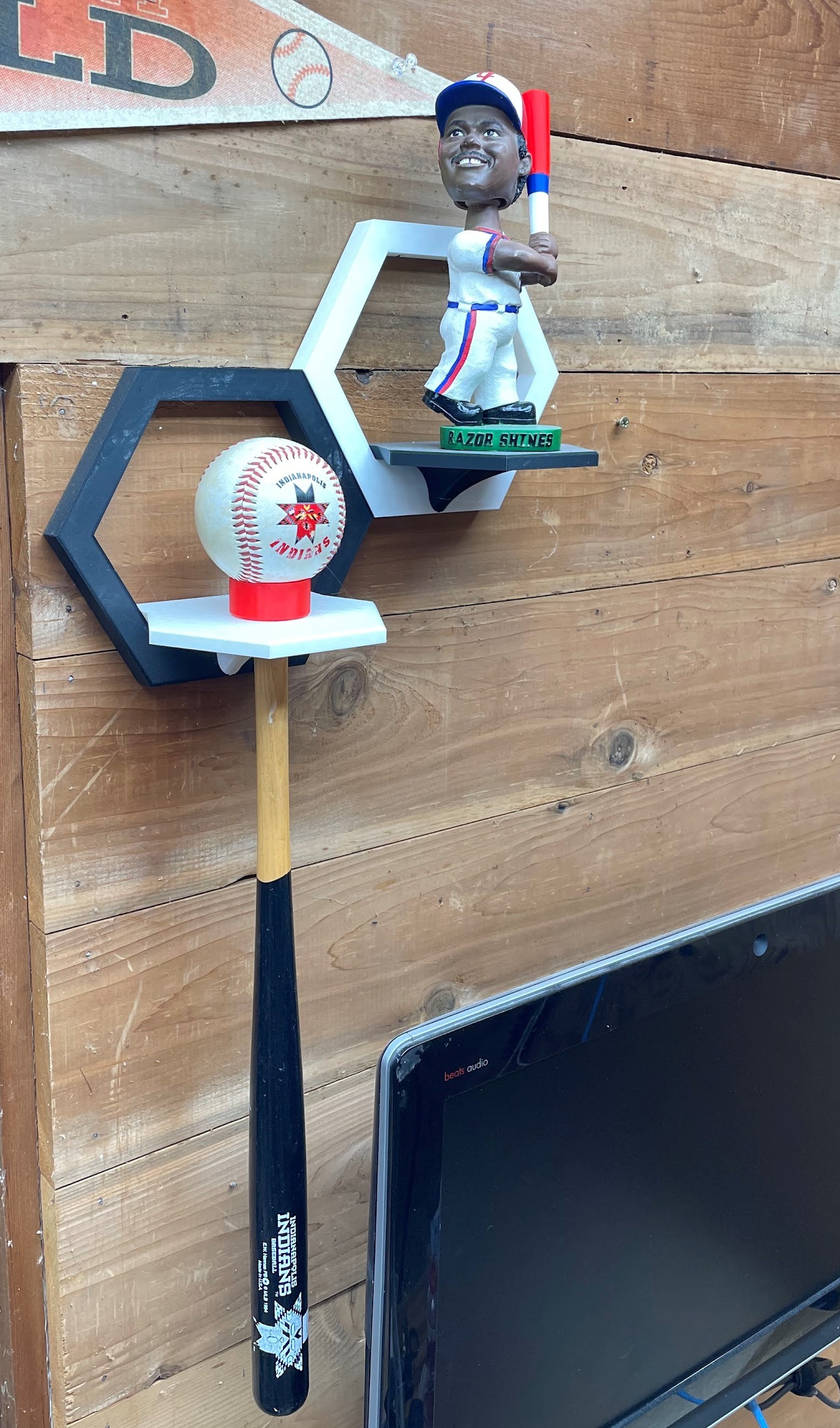 Hexagon Shelf baseball and souvenir baseball bat display holder by ...