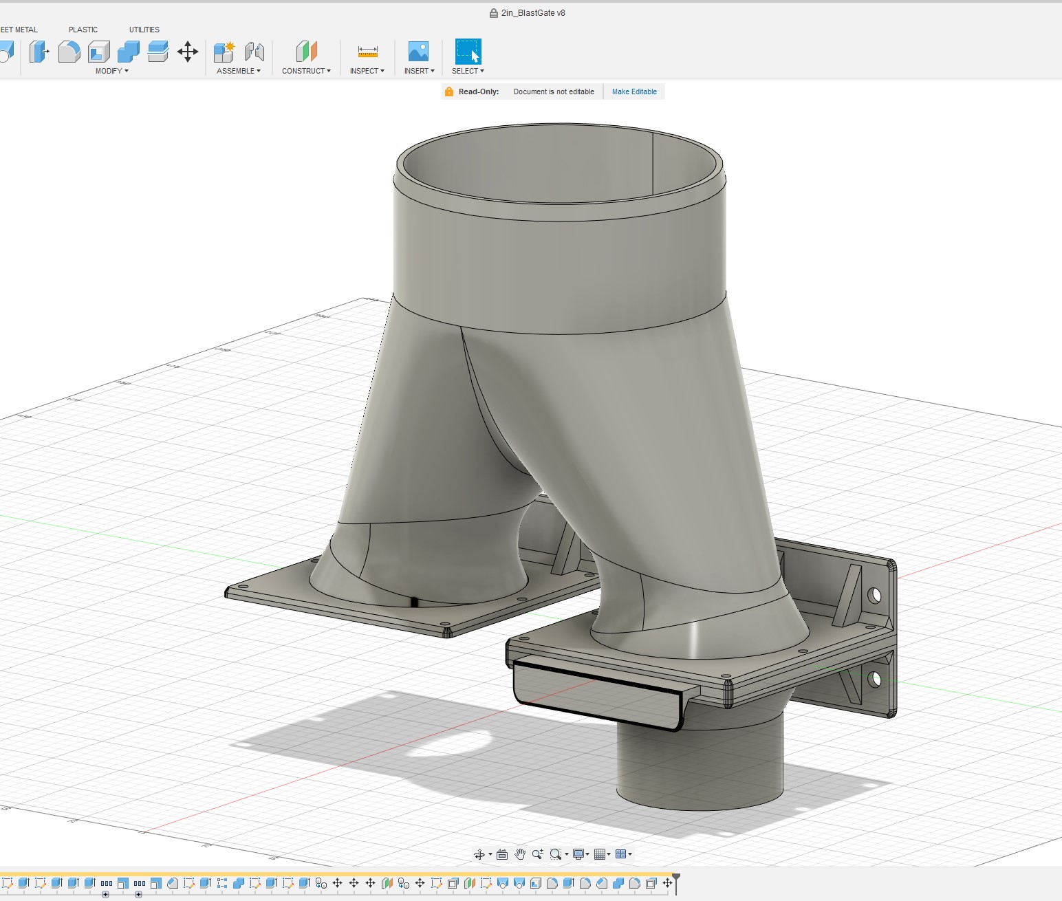 Split Blast Gate (4in to two 2in) by DaveRig Design | Download free STL ...