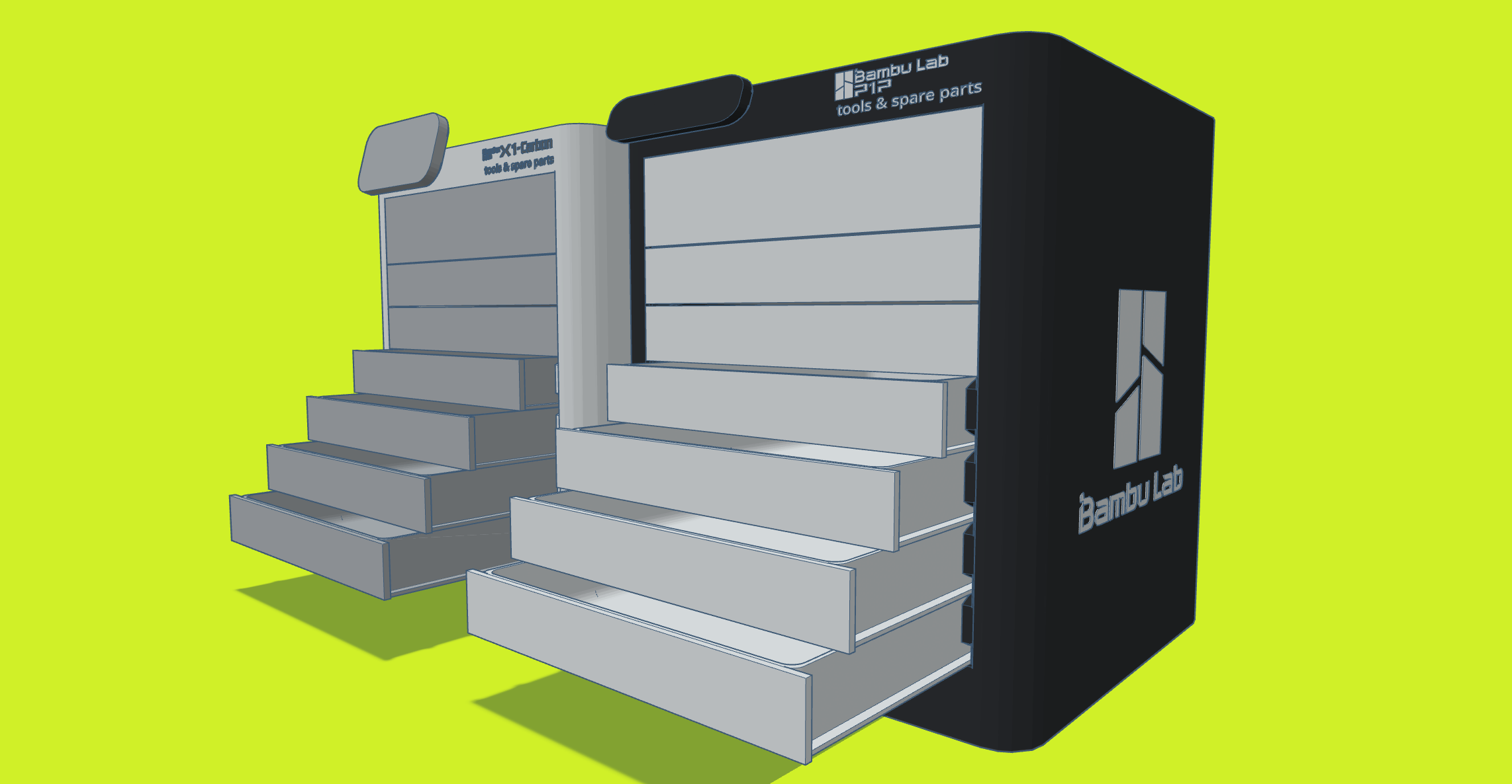Bambu Lab P1P tool & partsbox with drawers by DutchWorkX3D | Printables ...