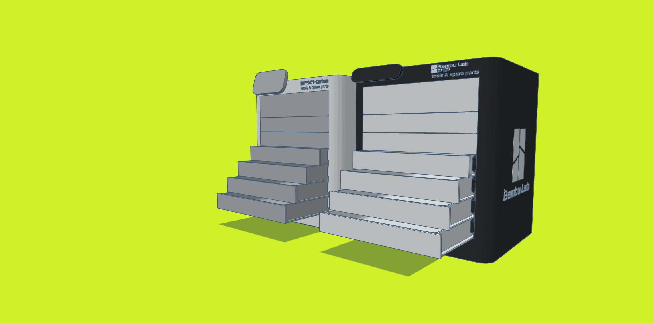 Bambu Lab P1P tool & partsbox with drawers by DutchWorkX3D | Printables ...