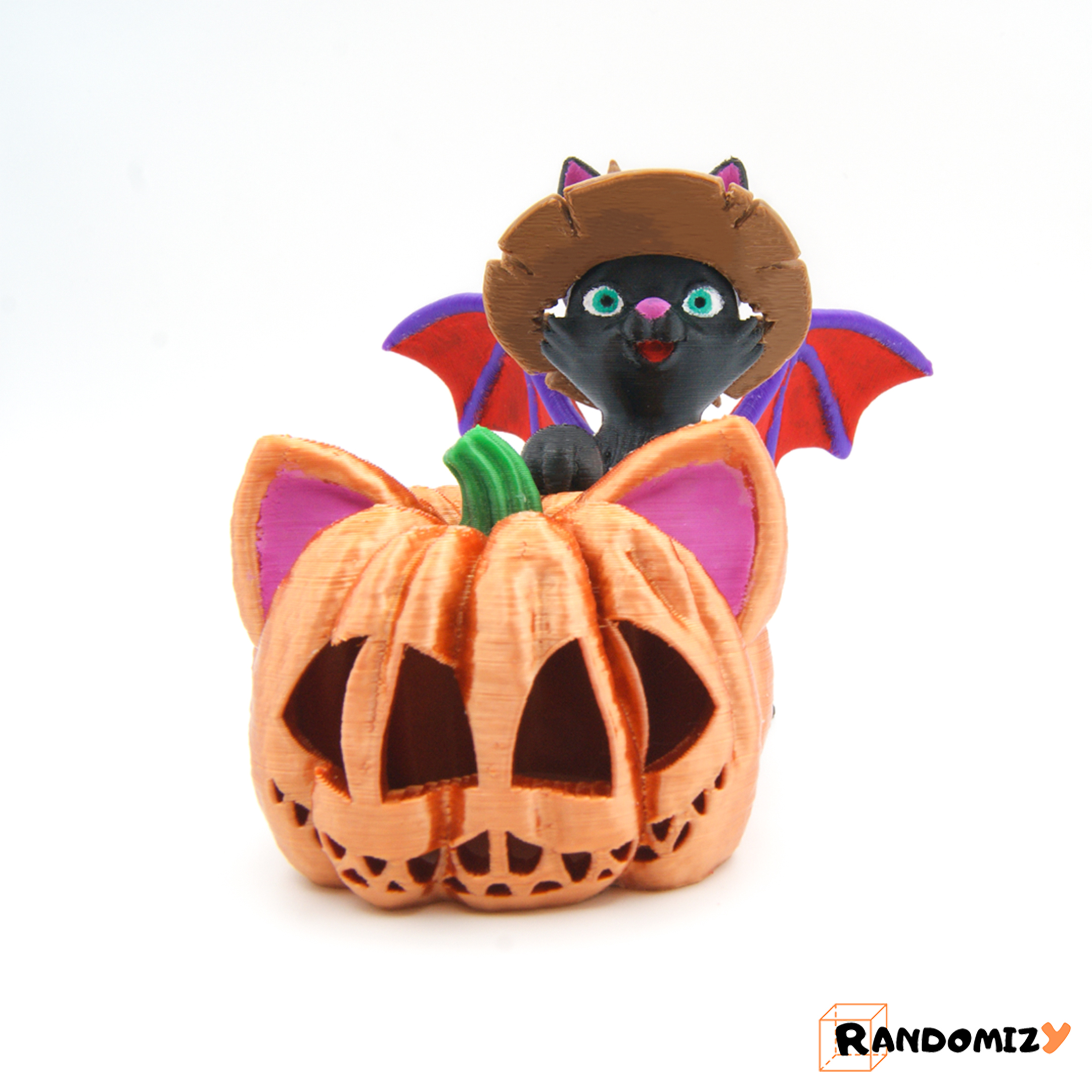 Cat on a Pumpkin (Halloween Version) by Randomizy | Printables Store