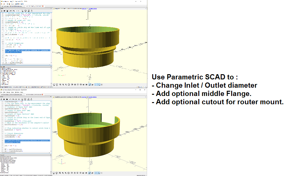 LowRider 3 Vac Hose adapter (2.5"), and parametric SCAD by AzaB2C ...