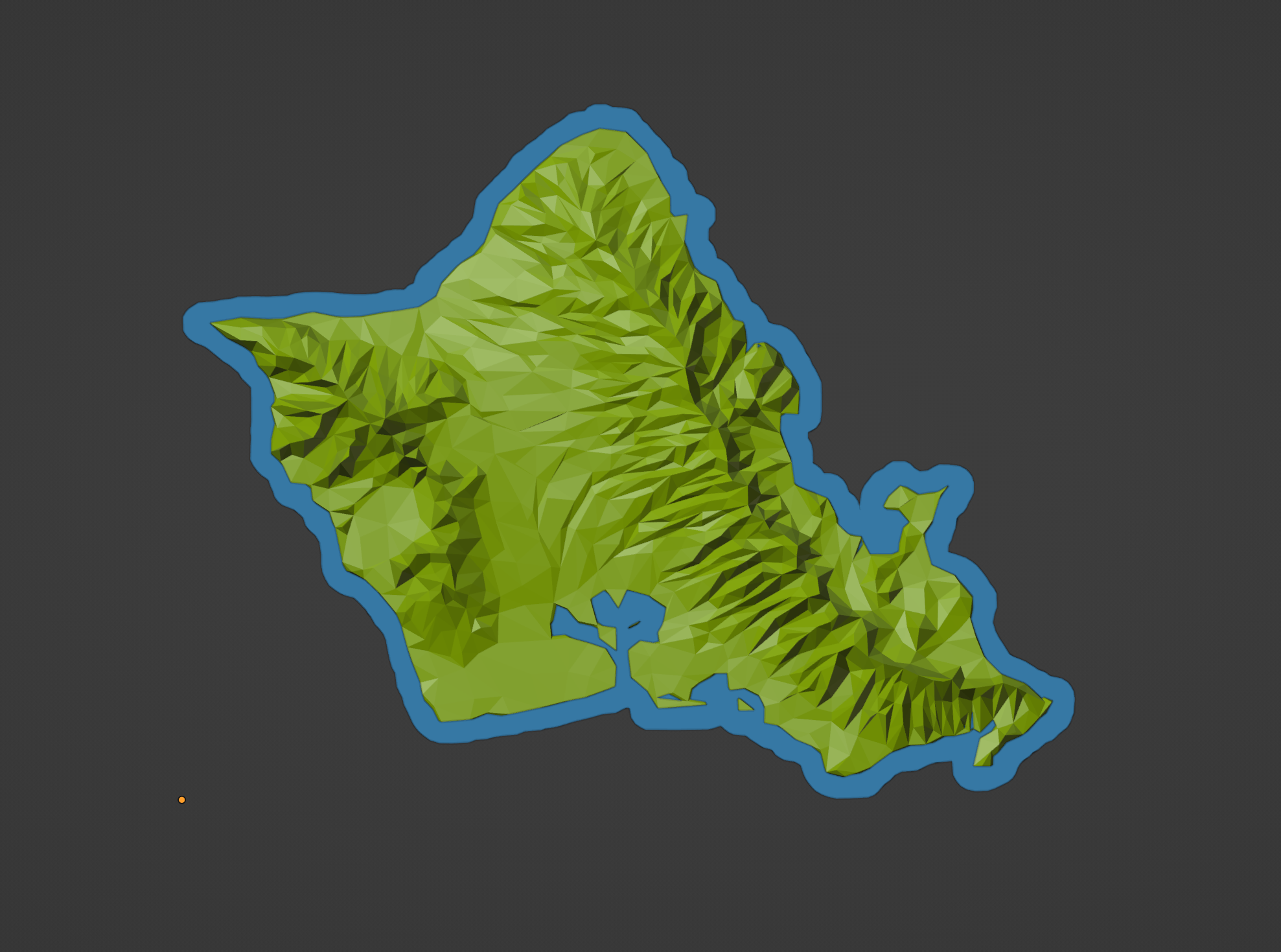 Low Poly Oahu, HI with Coastal Outline for Glow in the Dark/Transparent ...
