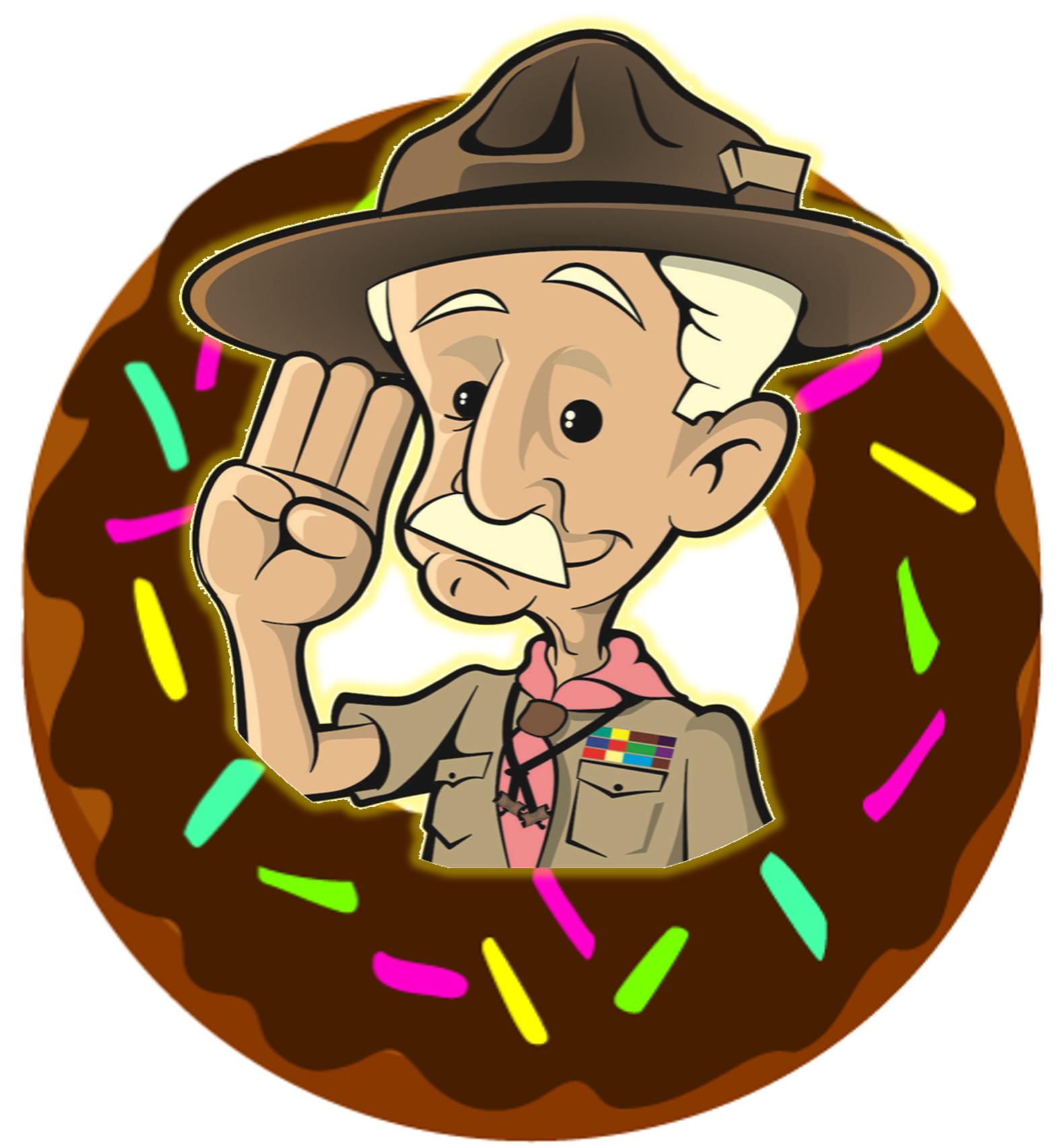 Badge of Baden Powell (BP) in a donut shape (SantaDona.com.ar logo ...