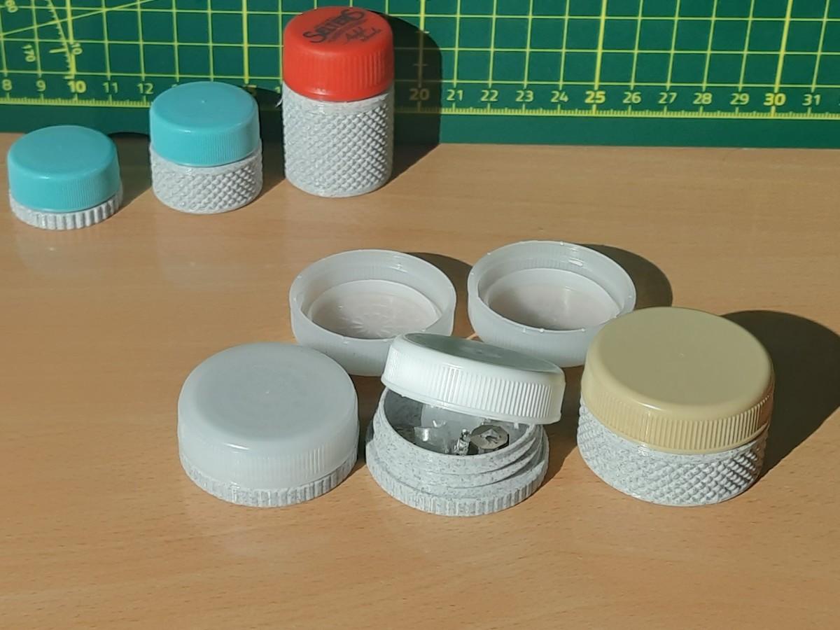 smoothie bottle cap container (e.g. pill box), 3 sizes by DrJones ...
